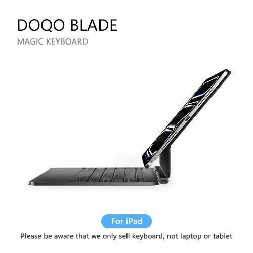 Чехол Doqo Magic Keyboard для iPad 11", алюминий, черный Pro 1 2 3 4 gen 11in, Russian