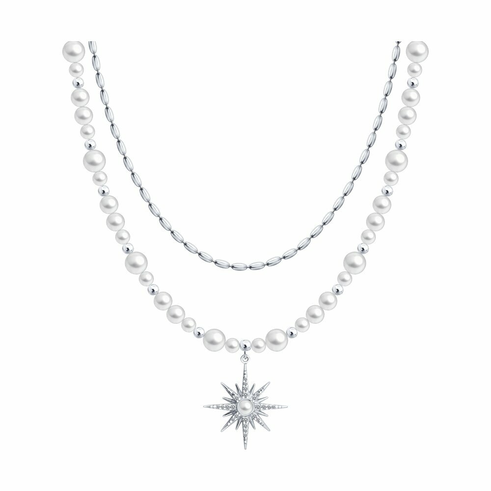 Колье, серебро, 925 проба, родирование