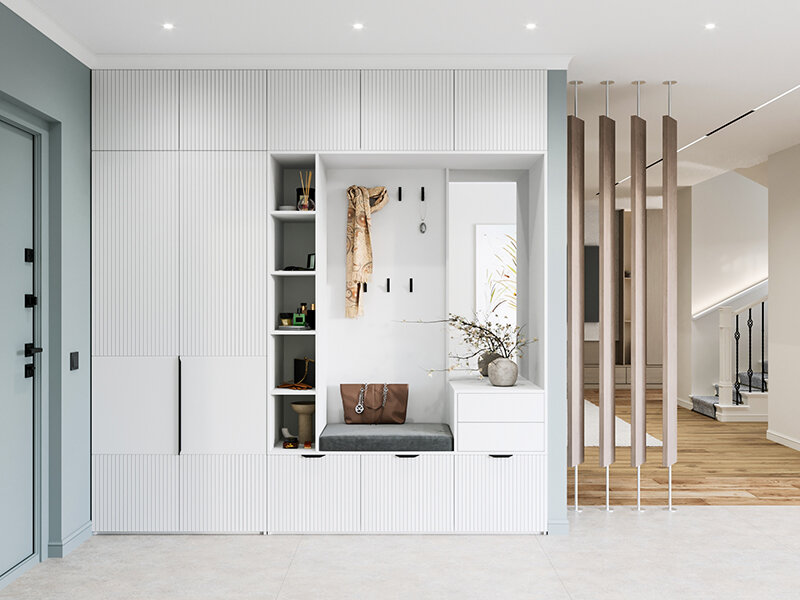 Прихожая в коридор "Тайлер 7" 225х240х50 Белый / Лотос