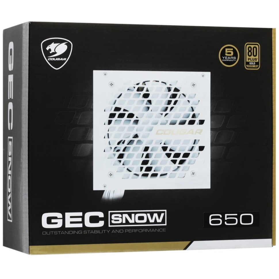 Блок питания Cougar GEC SNOW 650 [31GC0650002PR01], ATX 12V 2.4, 650 Вт, белый