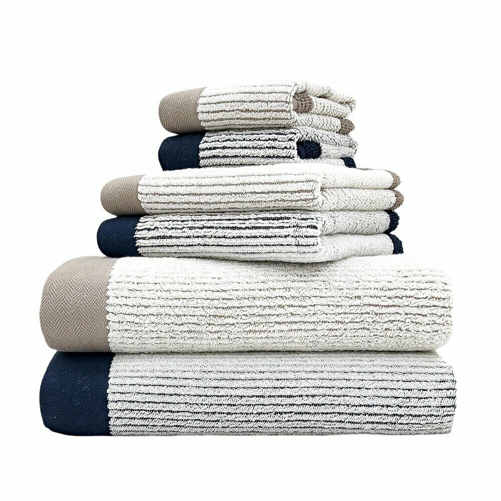 Набор полотенец "Класс А", хлопок, впитывающие, синие и коричневые, 6 штук