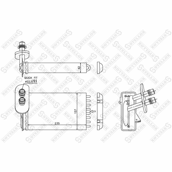 Радиатор отопителя салона для автомобиля, STELLOX 10-35017-SX (1 шт.)