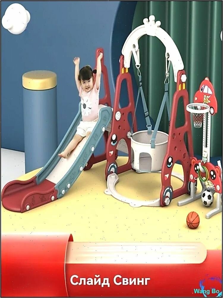 Эксклюзивный игровой комплекс для дома: утолщенная горка и комбинация качелей для детской лестницы