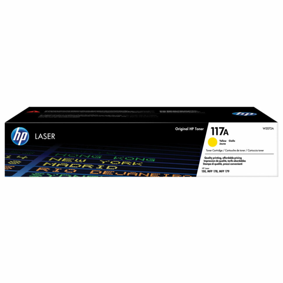 Картридж лазерный HP (W2072A) для HP Color Laser 150a/nw/178nw/fnw, №117A, желтый, оригинальный, ресурс 700 страниц, 363309