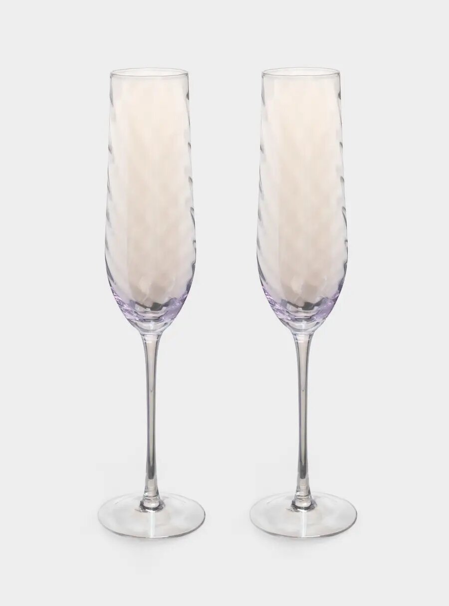 Бокал для шампанского, 250 мл, 2 шт, стекло, сиреневый, Romance