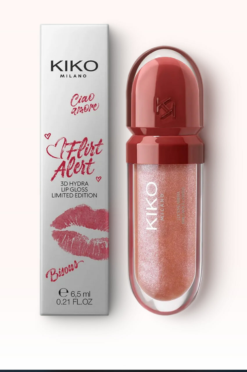 Блеск для губ KIKO MILANO Flirt Alert, увлажняющий, 3D, 6,5 мл, розовый