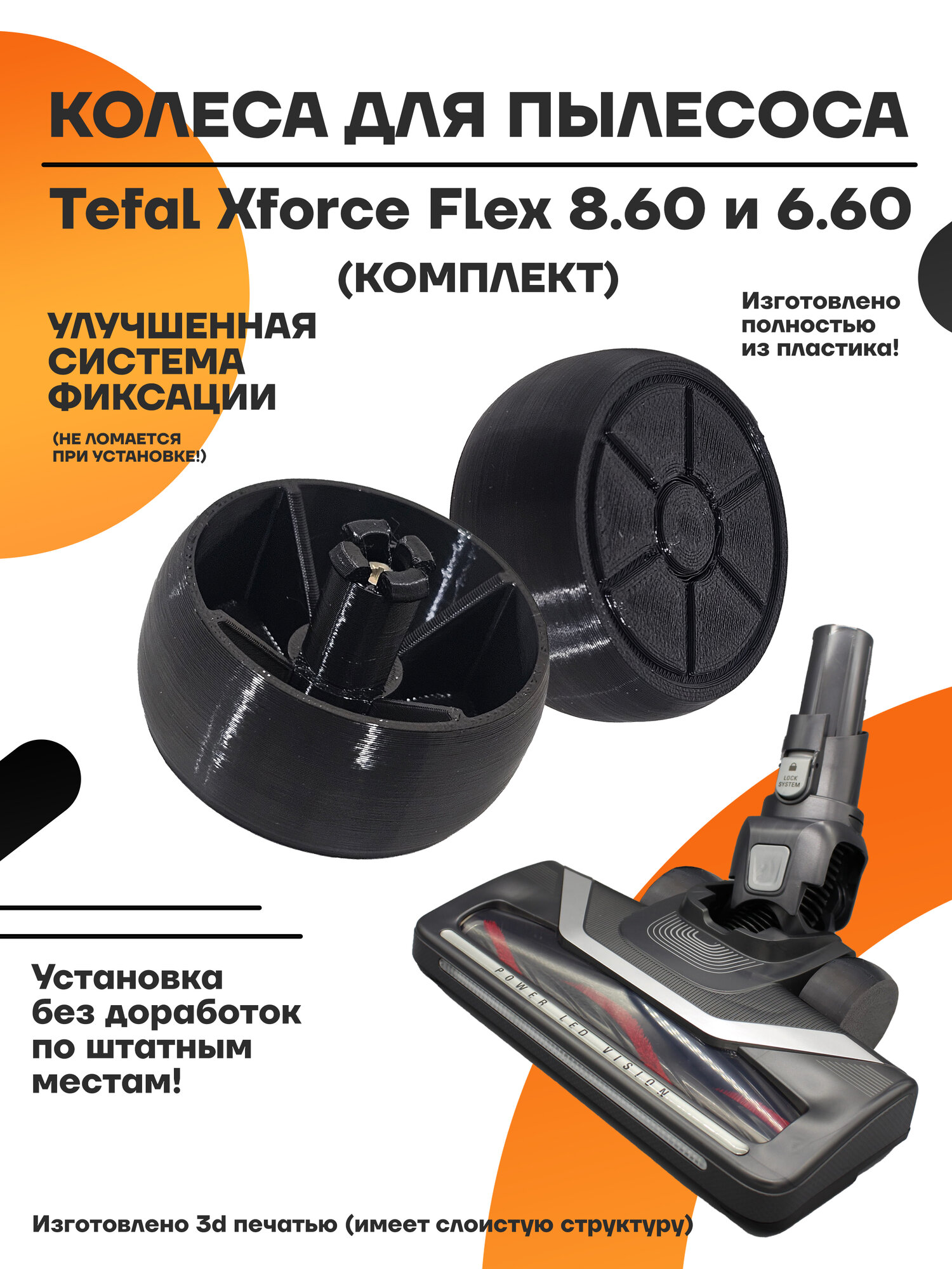 Комплект колес для пылесоса Tefal Xforce Flex 8.60 и 6.60