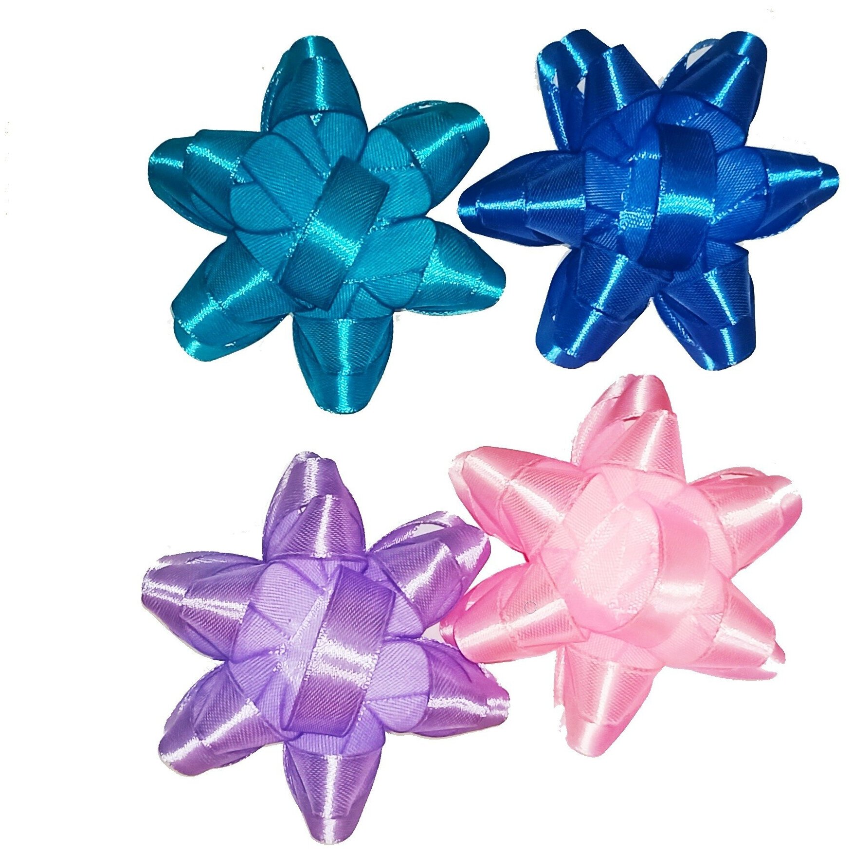 Набор из 4 подарочных бантов "Звезда малая" №1, 8,5 см из атласной ленты