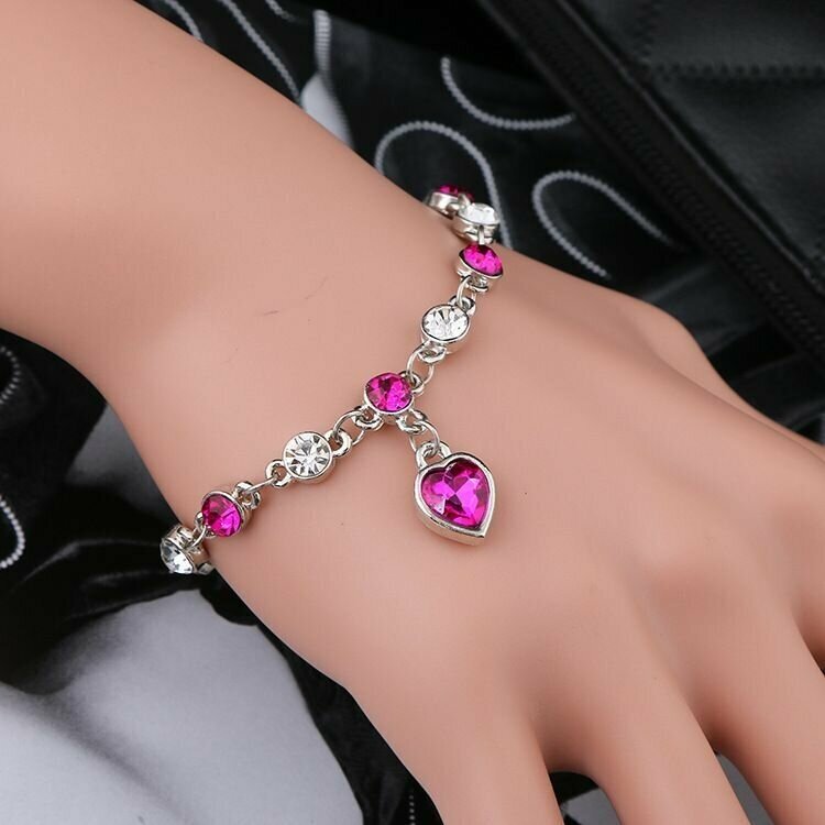 Браслет-цепочка, горный хрусталь, кристалл, фианит