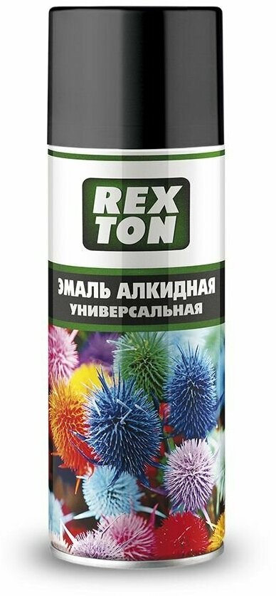 Эмаль ASTROHIM REXTON RT10000 алкидная универсальная, черный глянцевый, аэрозоль, 520 мл