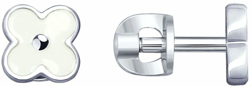 Серьги пусеты, серебро, 925 проба, родирование, эмаль