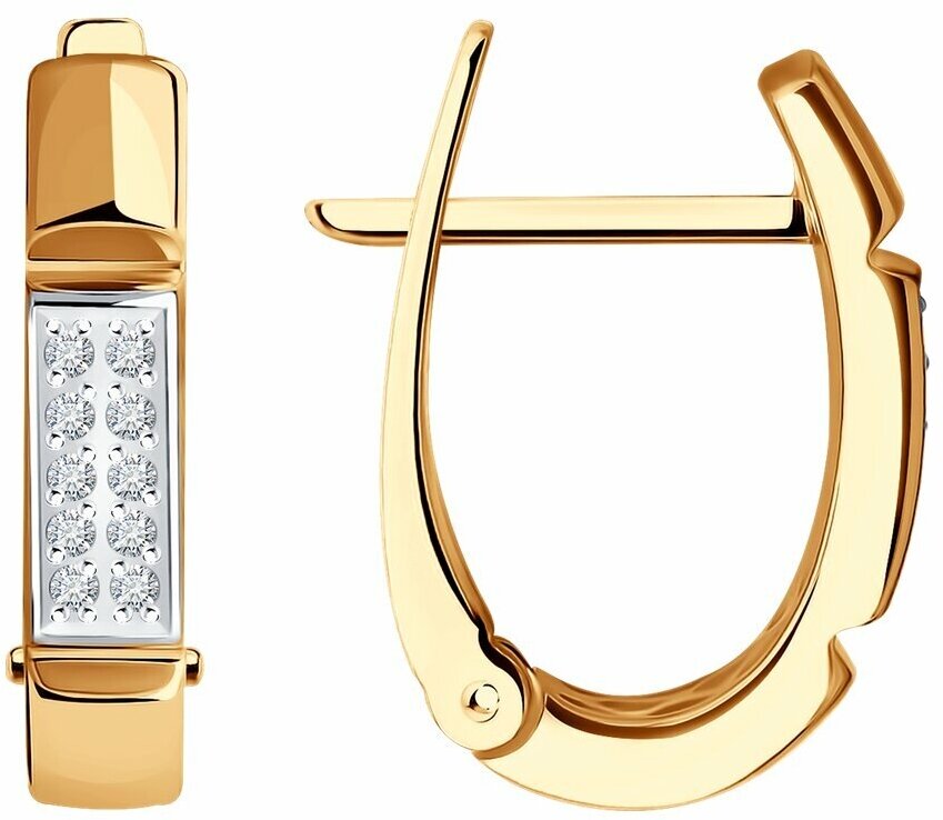 Серьги, красное золото, 585 проба, бриллиант