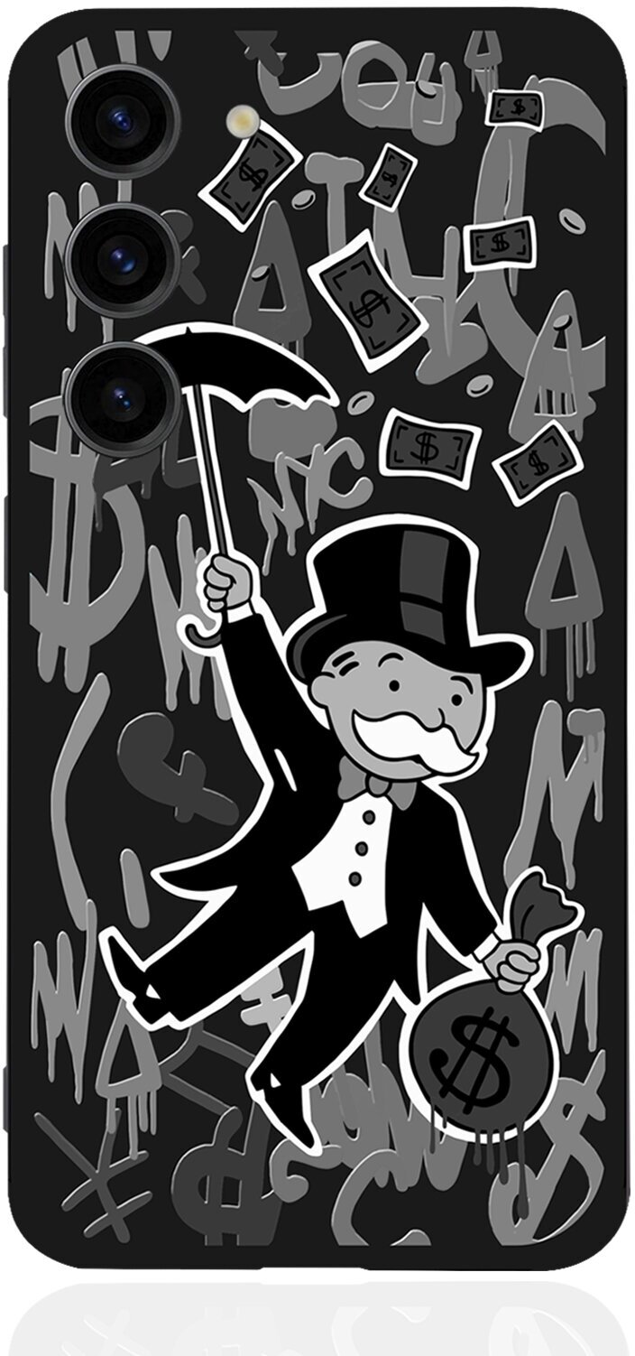 Черный силиконовый чехол MustHaveCase для Samsung Galaxy S23 Monopoly Black Edition/ Монополия
