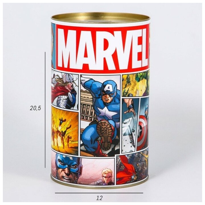 Копилка металлическая, 20,5 см х 12 см х 12 см, XXL "MARVEL", Мстители, 7036218