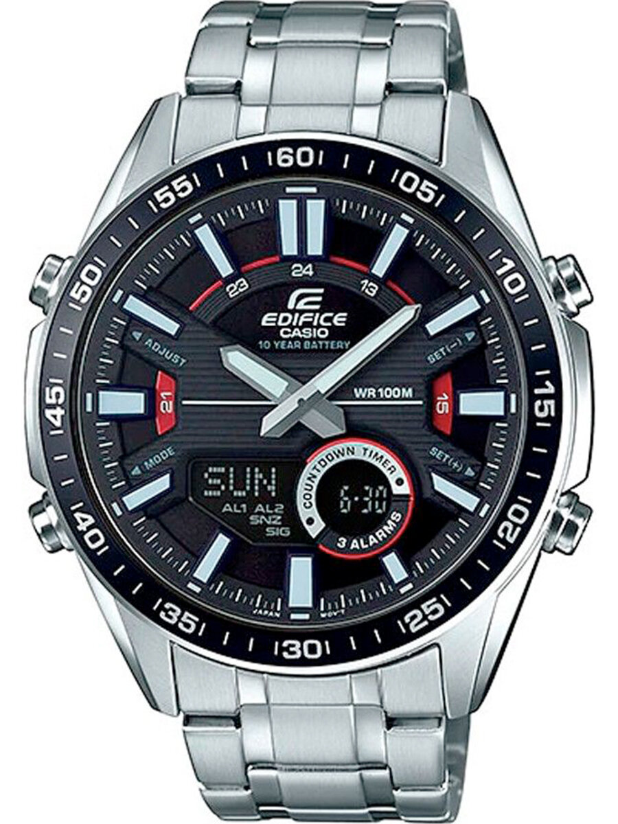 CASIO Edifice, серебряный, черный