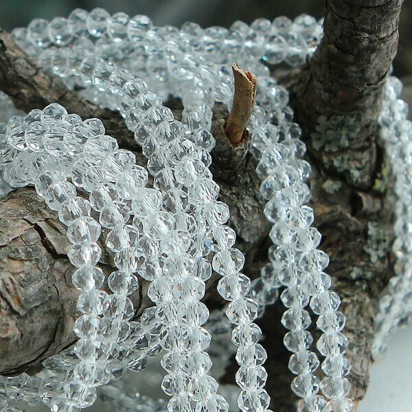 Бусины стеклянные рондели 100 шт, граненые 3.5х2.5 м, цвет прозрачный