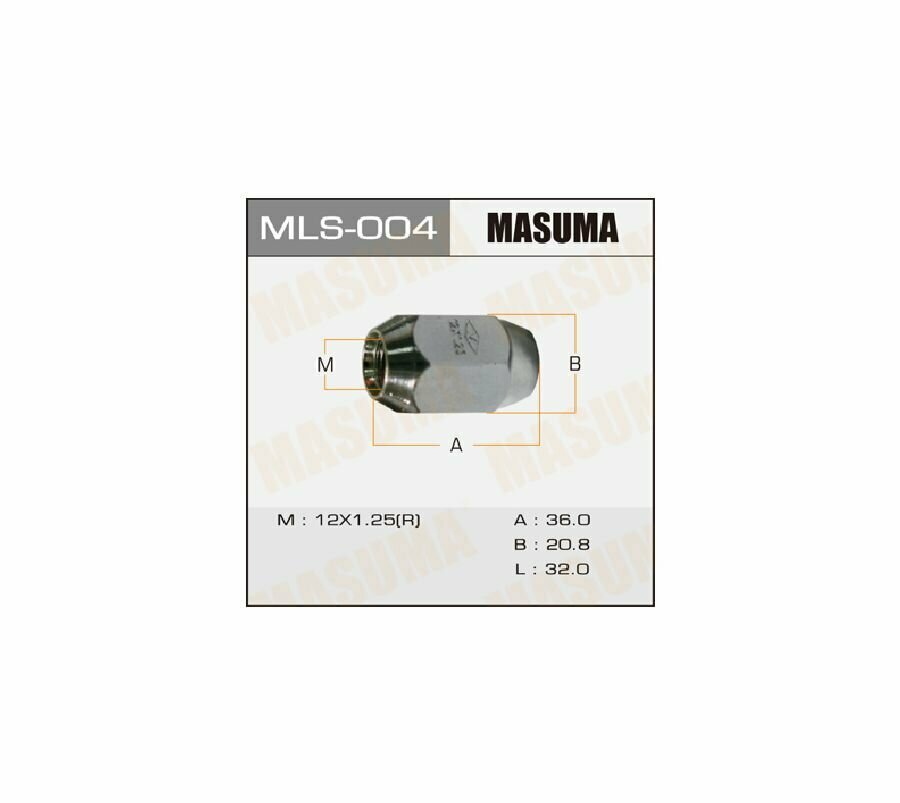 Гайка колесная 12x1.25 (под ключ 21мм) (мин. 20 шт.) MASUMA #, шт