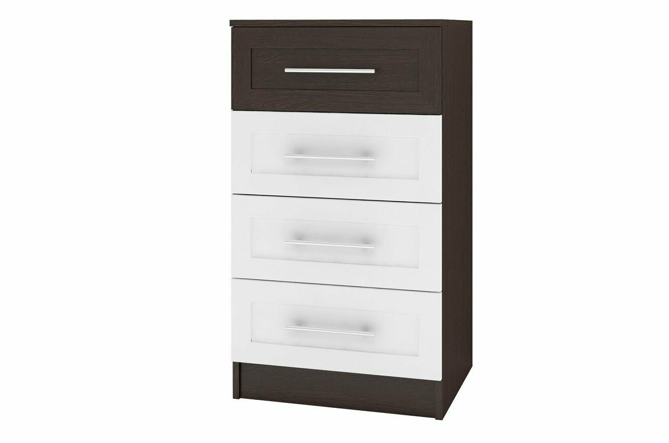 Комод Контраст 6 МДФ 50х44х90 венге цаво/белый гладкий, рамка квадро, 4 ящика