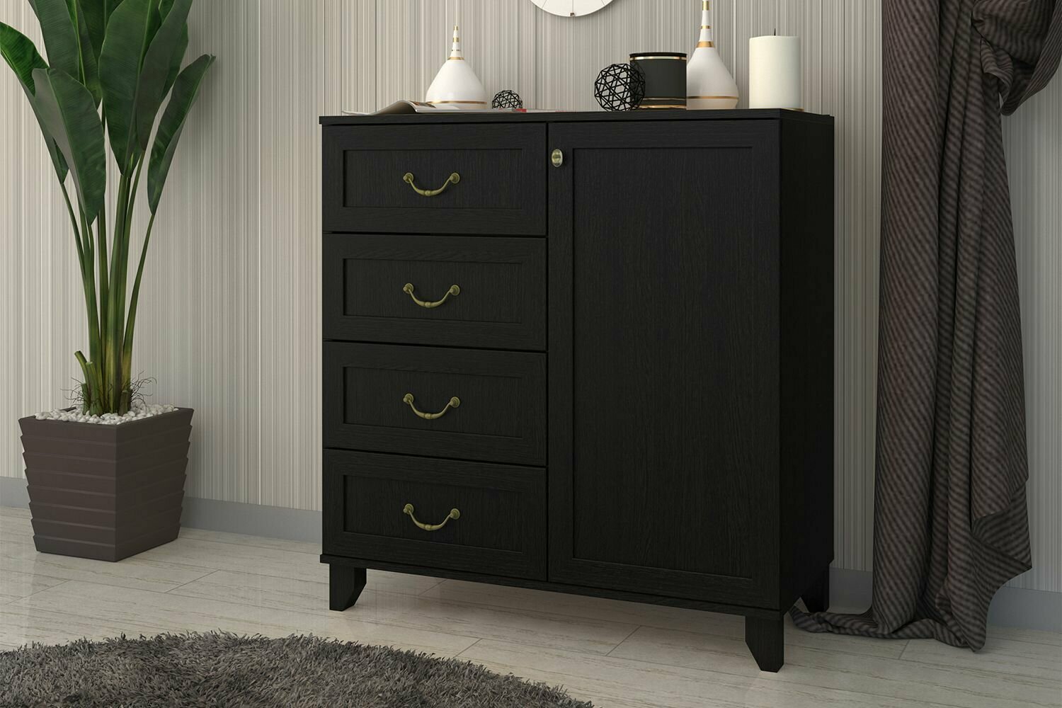 Комод Ренди 27М 90х40х80 венге цаво, рамка квадро МДФ, ножка №3