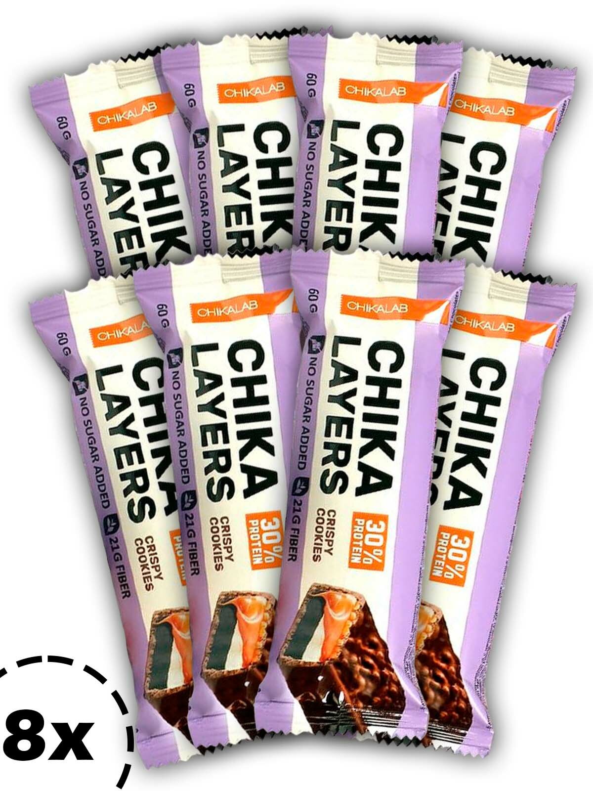 Протеиновый батончик Chikalab Chika Layers 8 х 60 г, Хрустящее печенье с двойным шоколадом