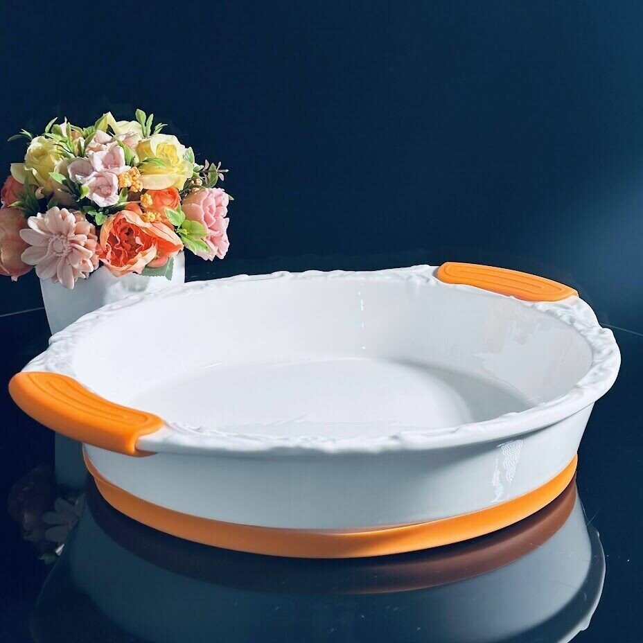 Круглое блюдо для запекания 36см с силикон. ручками 1 шт.