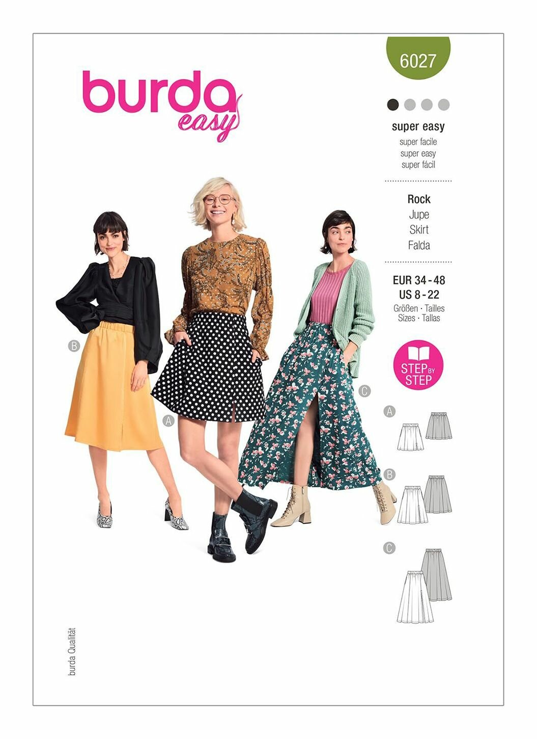 Выкройка BURDA №6027 Юбка с разрезом