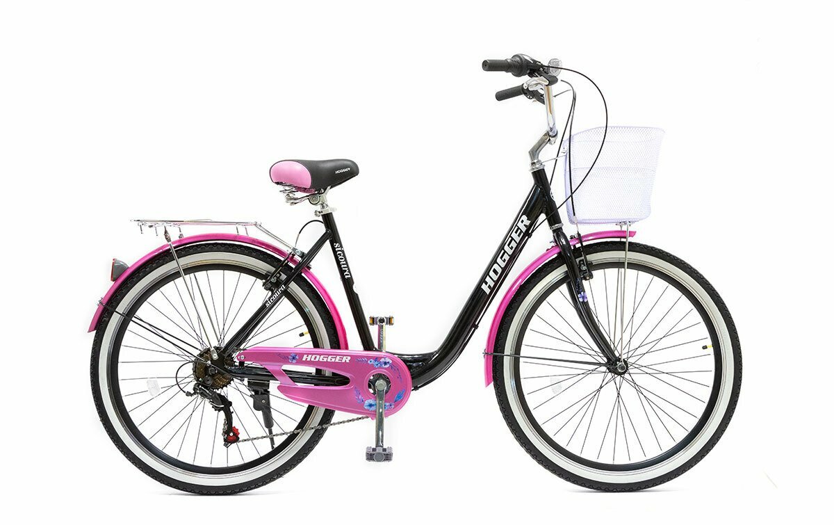 Велосипед Hogger Sigoura 26" 2021 (требует финальной сборки), Цвет черный-розовый, Размер 19"