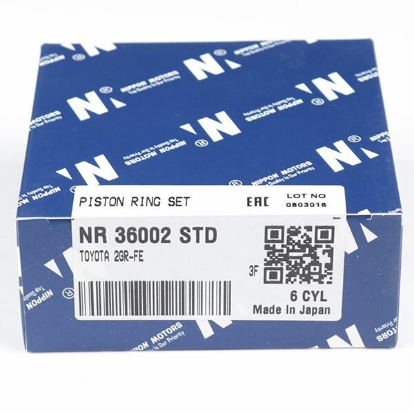 Кольца поршневые Nippon Motors NR-36002-STD Toyota Mark X (GRX133); Blade (GRE156); Mark X Zio (GGA10); Harrier (GSU3#); Estima (GSR5#); Rav4, Vanguard (GSA33); Alphard, Vellfire (GGH2#); Lexus RX350 (GGL1#); IS350 (GSE21) 2GR-FE, 2GR-FSE OEM 13011-31150