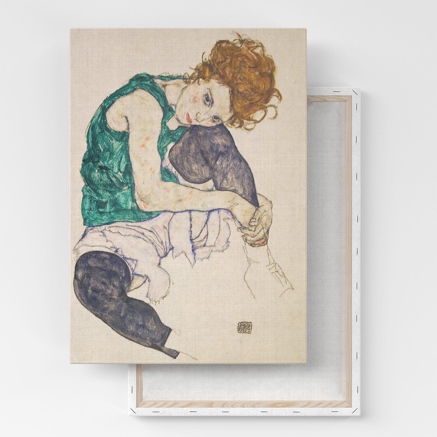 Картина на холсте, репродукция / Эгон Шиле - Seated Woman with Legs Drawn Up / Размер 60 x 80 см