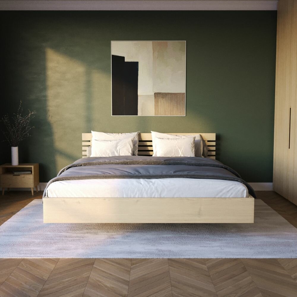 Кровать двуспальная 120x200 парящая Сонна цвет Беленый дуб