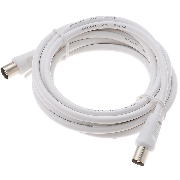 Удлинитель TV 18-0004 штекер-гнездо 3,0м белый (Rexant) (2 шт. в комплекте)