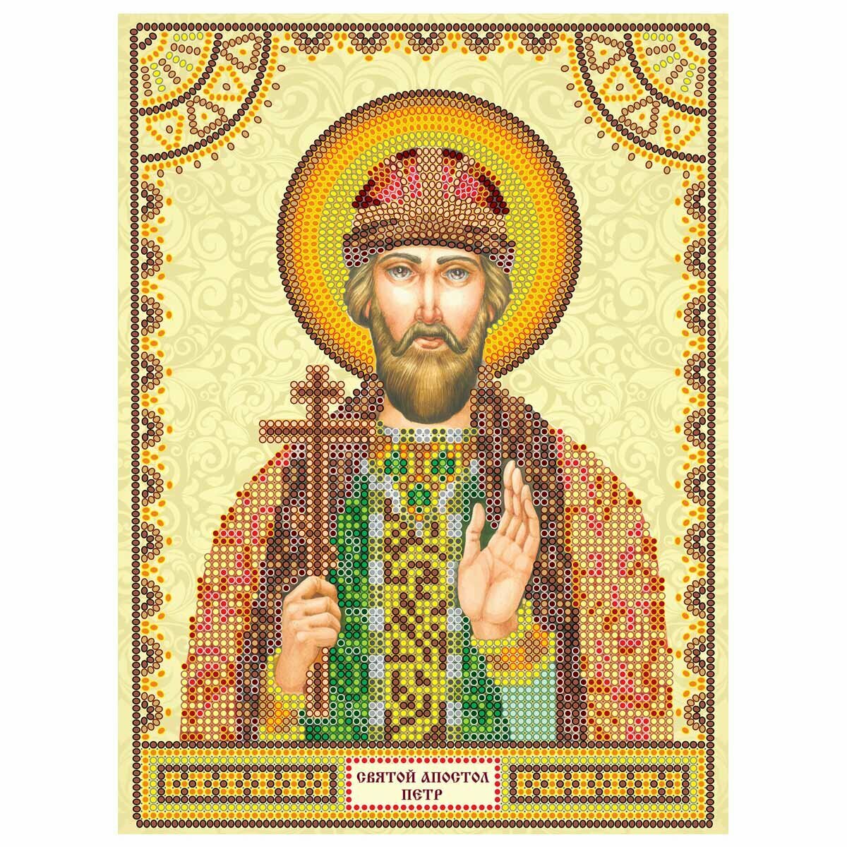 Схема для вышивки иконы бисером на художественном холсте 'Святой Петр', 17*23 см
