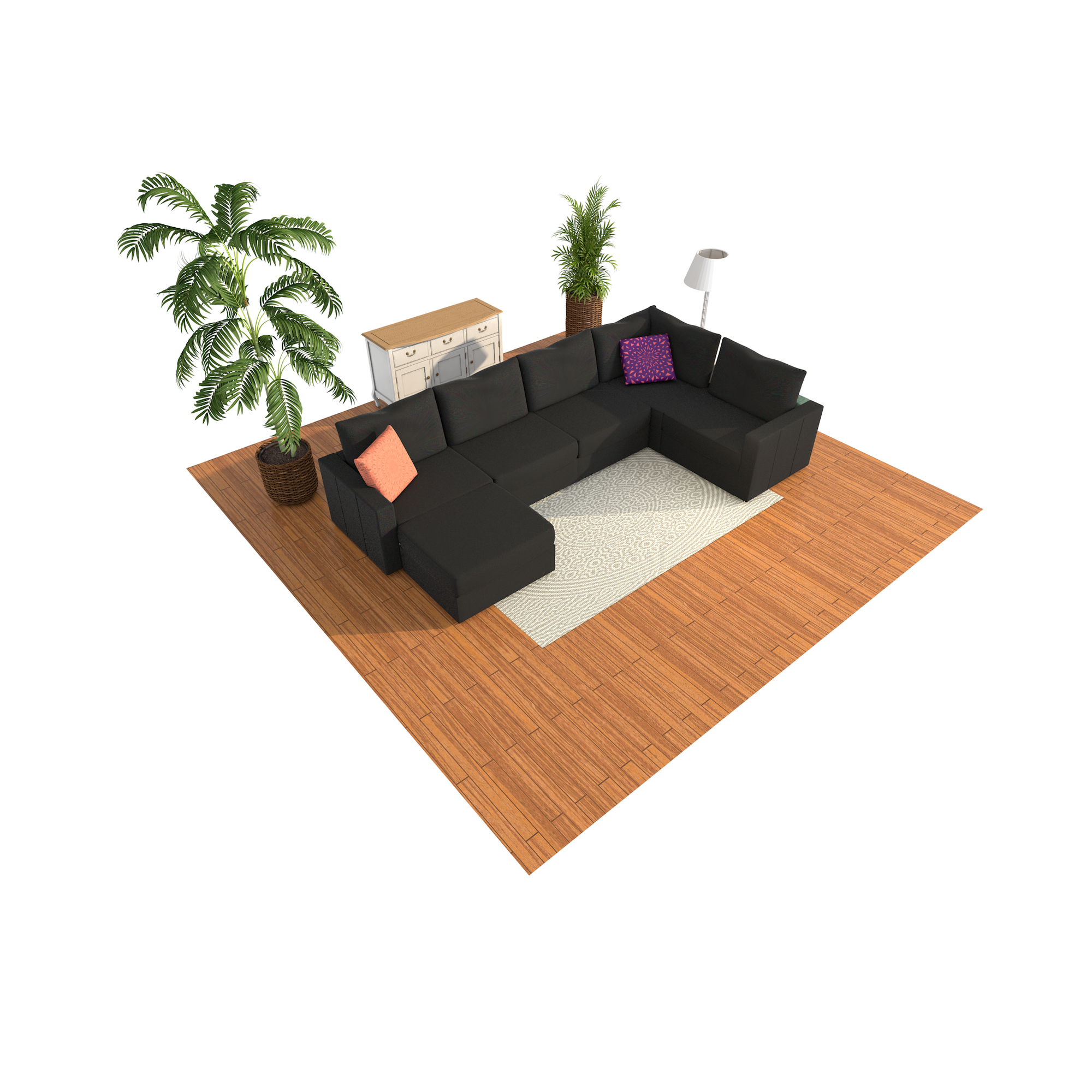 Диван Legoloft Секционный диван из четырнадцати секций с черными чехлами из микровелюра