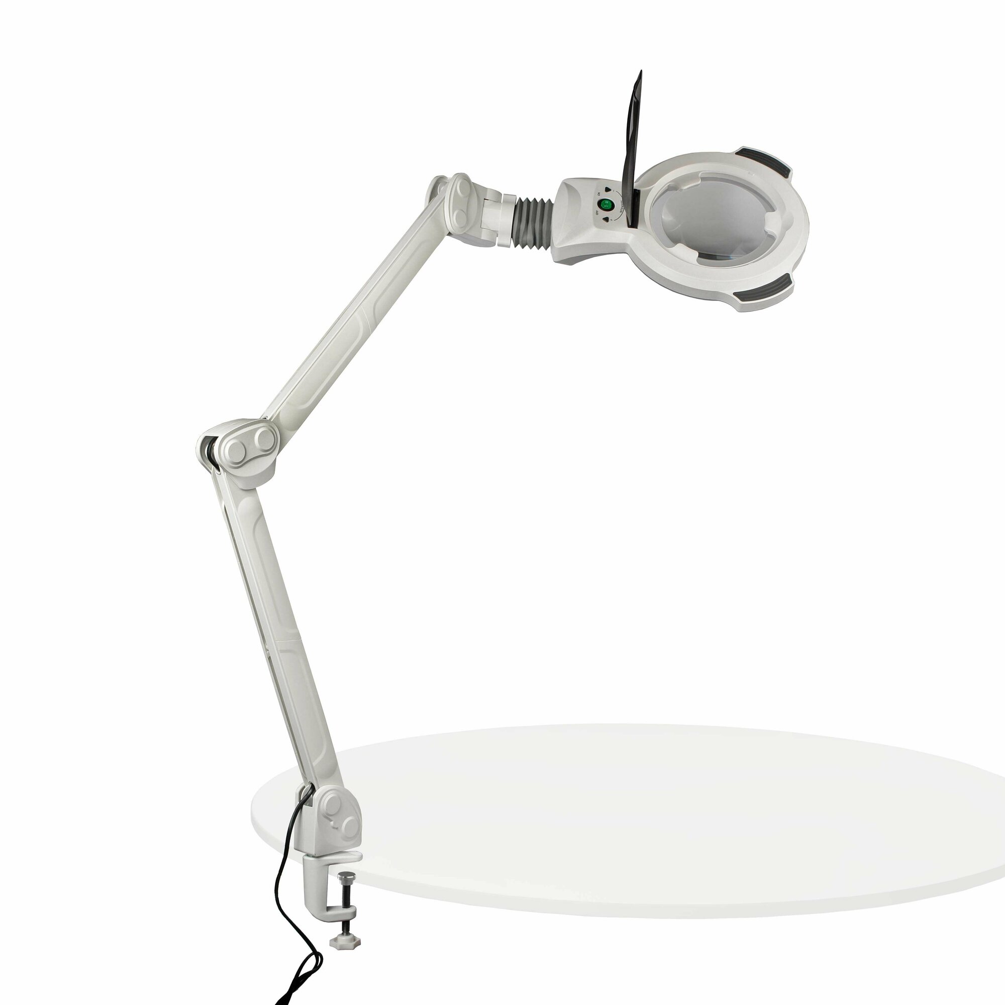 Лампа лупа Микромед MedicPRO 03T с пантографом на струбцине для косметолога, ювелира, макияжа, маникюра, рукоделия и пр.