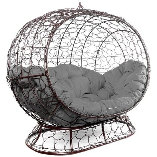 Диван M-group Улей на ножках в ротанге коричневое + серая подушка