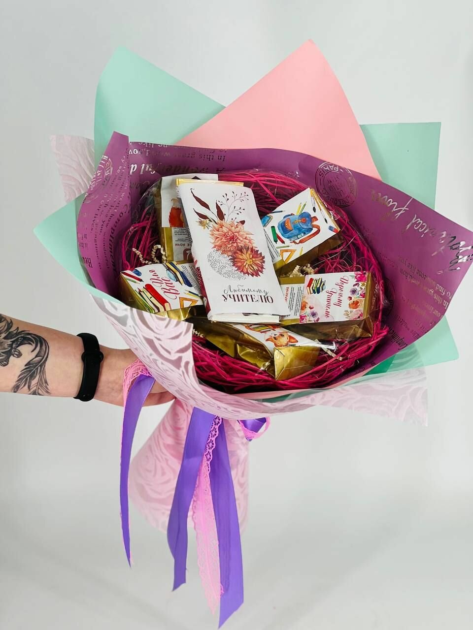 Чайный букет учителю, подарок преподавателю на 8 марта 1 сентября День учителя