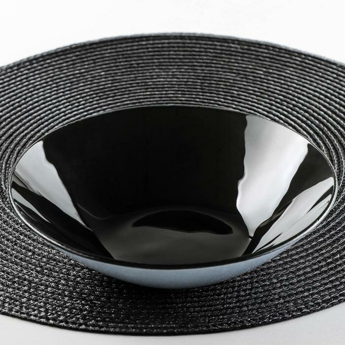 Миска стеклянная Доляна «Блэк», 380 мл, 18,5×5 см, цвет чёрный