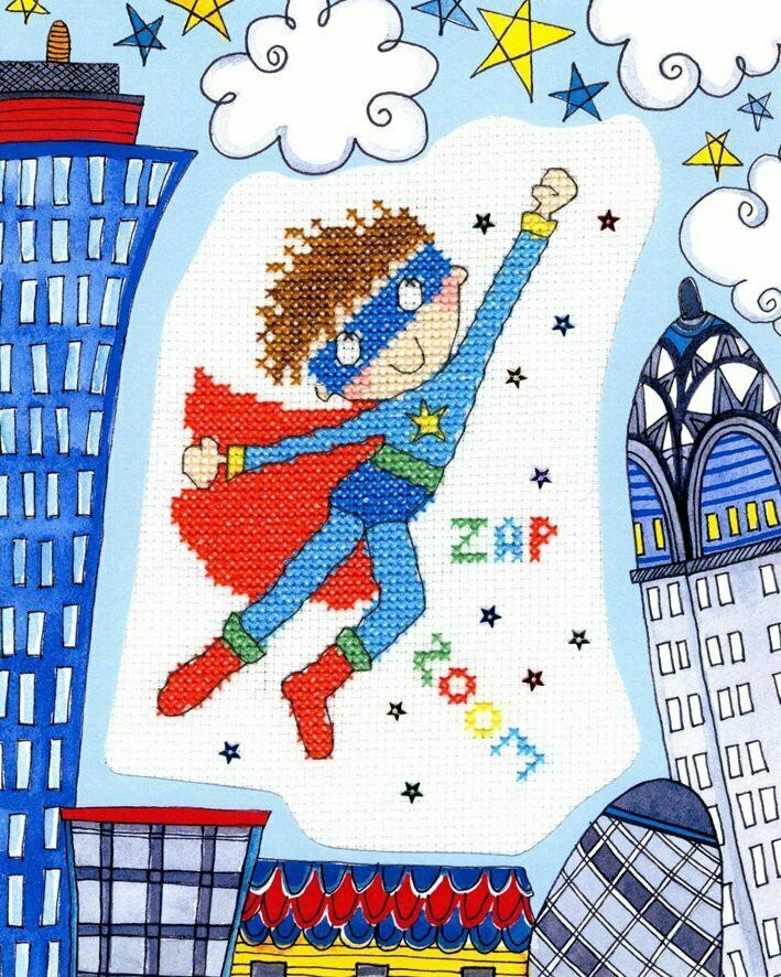 Вышивка Частичная, "(Супергерой) Superboy" 11 Aida Bothy Threads (Великобритания) арт. XKK3