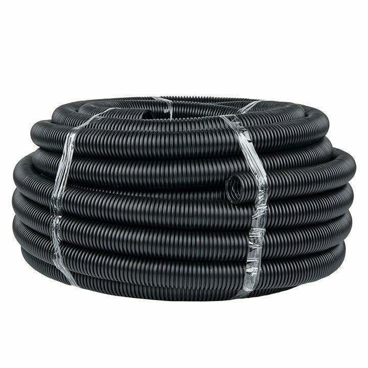 Труба гофрированная ПНД безгалогенная черная с/з д20 100 метров, ЭРА