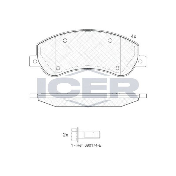 Колодки тормозные дисковые комплект Volkswagen, ICER 141793-204 (1 шт.)