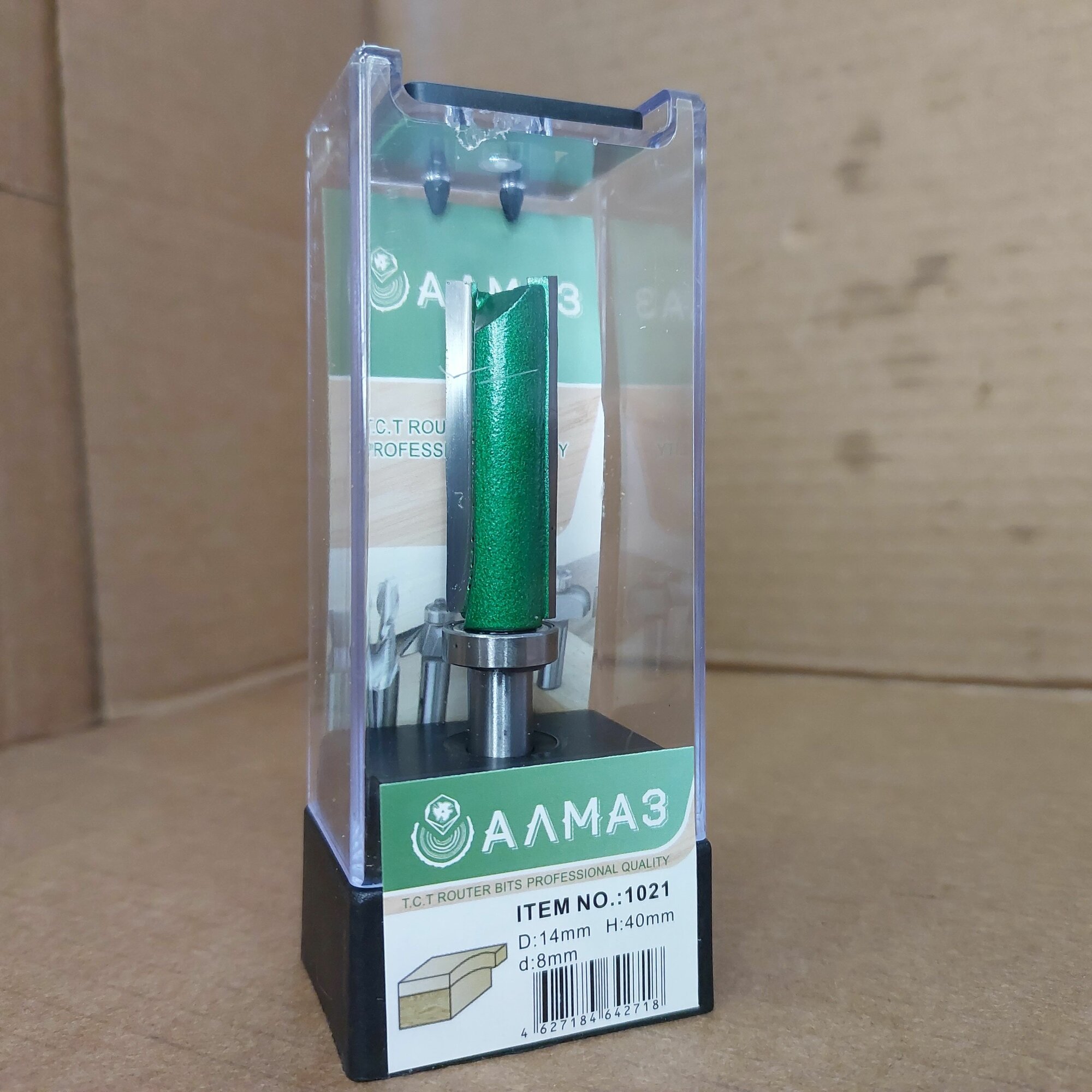 Фреза обгонная с верхним подшипником Алмаз 1021 D:14mm I:40mm d:8mm