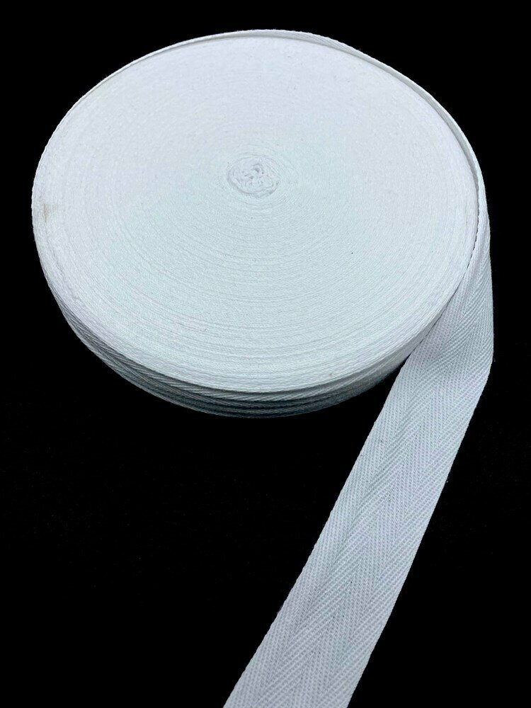 Лента киперная хлопок 3 см (30 мм) цв. белый (45 метров)