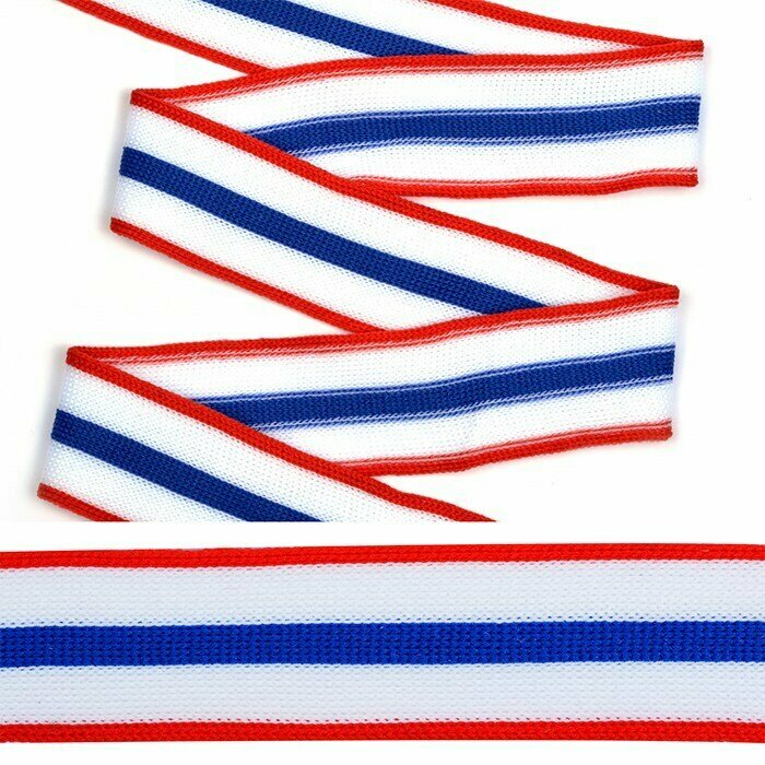 Тесьма лампас (лента лампасная) шир.30мм цв. красный/белый/синий упак.10 м