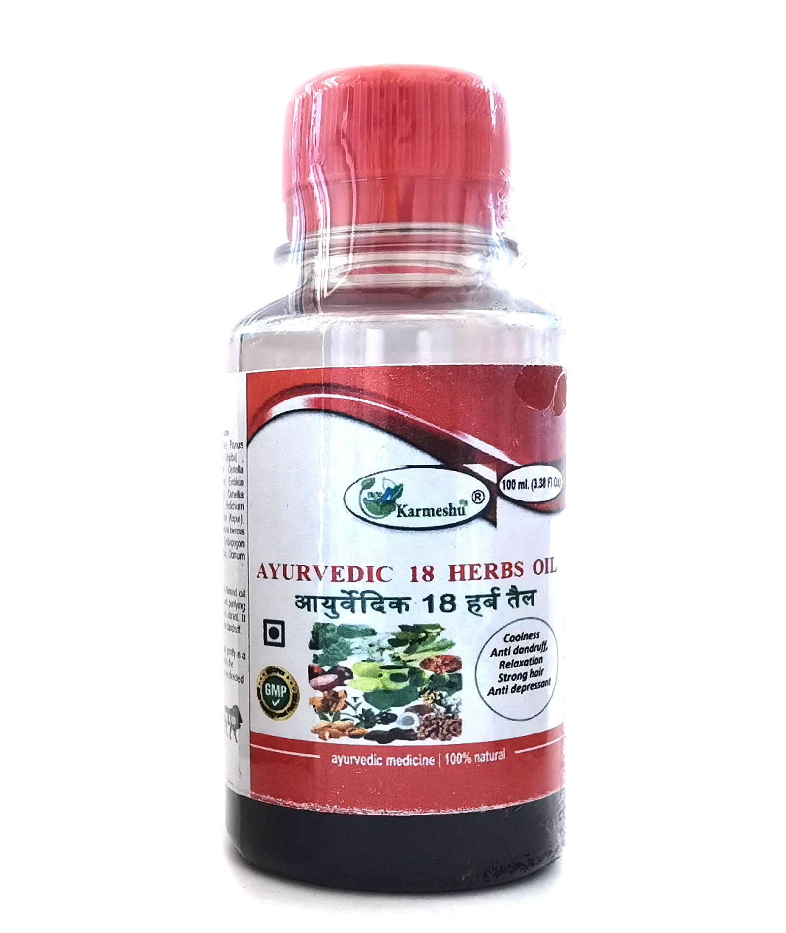 AYURVEDIC 18 HERBS OIL, Karmeshu (18 трав аюрведическое масло, Кармешу), 100 мл.