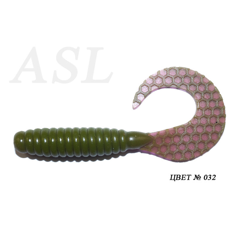 Силиконовая приманка ASL "Твистер" цвет № 032, L-7,5см (3") 5шт/уп