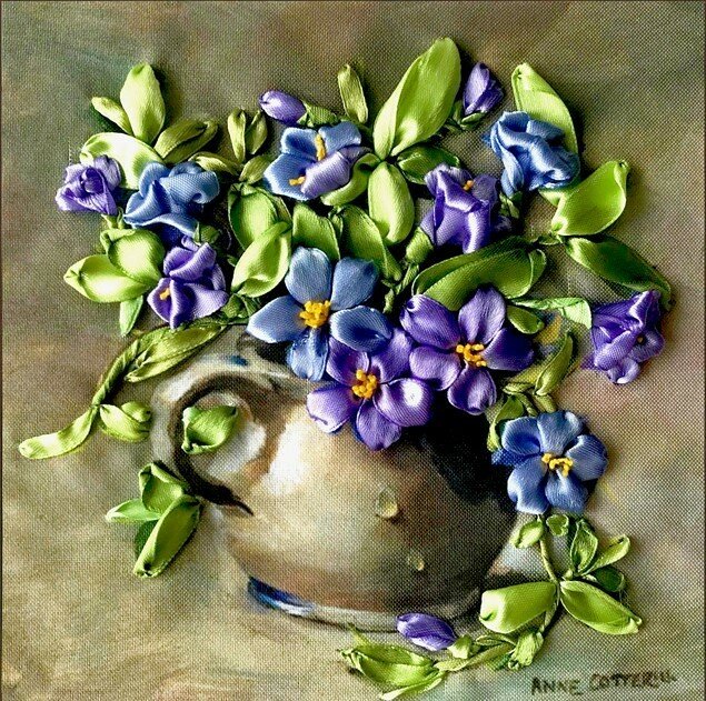 Набор для вышивания FeDi #ЛП1215 Барвинок, Вышивка лентами, 18 х 18 см