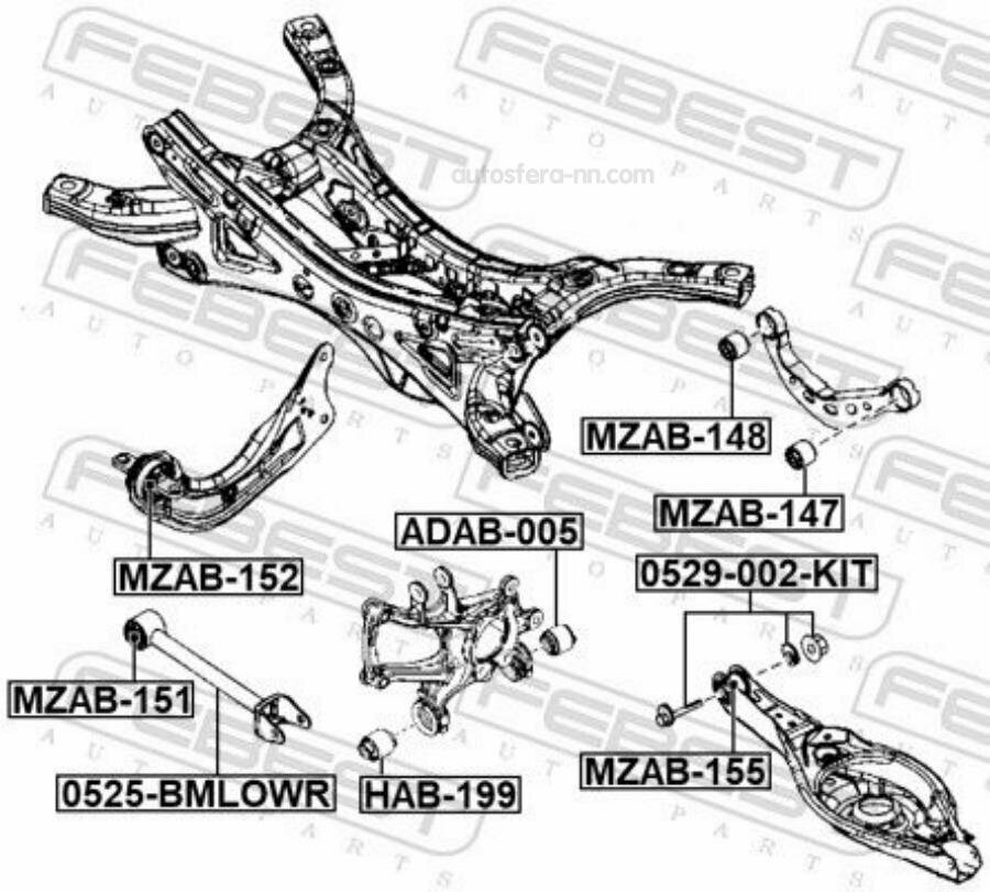 FEBEST 0525BMLOWR тяга задняя поперечная нижняя