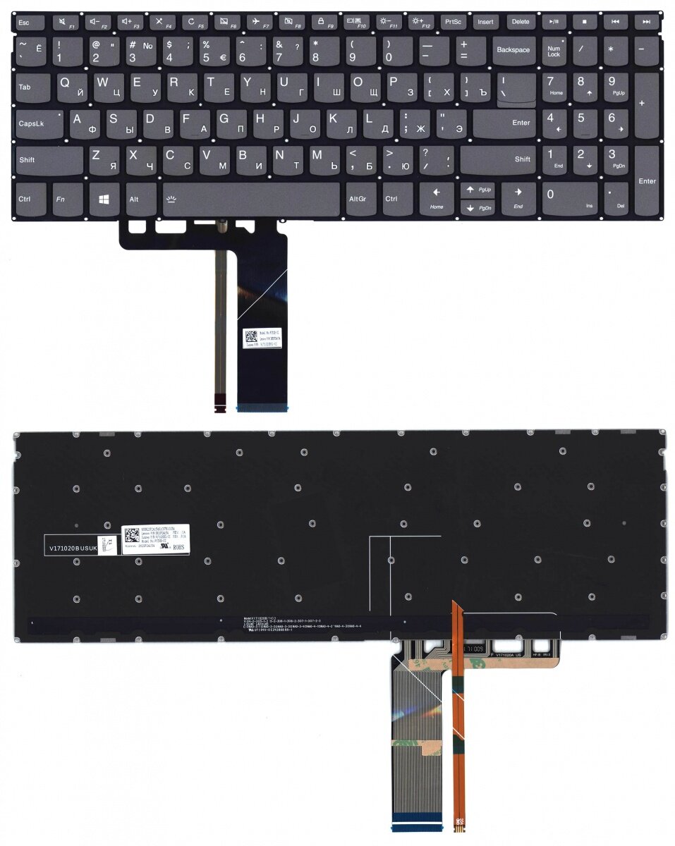 Клавиатура для Lenovo ThinkBook 15-IIL, Русская, черная с подсветкой
