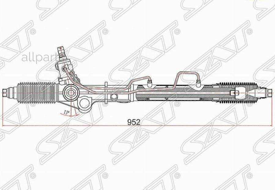 SAT ST-44250-60022 Рейка рулевая Toyota Land Cruiser Prado 96-02 LHD