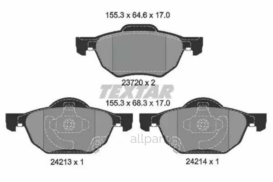 TEXTAR 2372001 Колодки тормозные дисковые передн HONDA: ACCORD VIII 03-, ACCORD VIII Tourer 03- с противошумной пластиной Q+